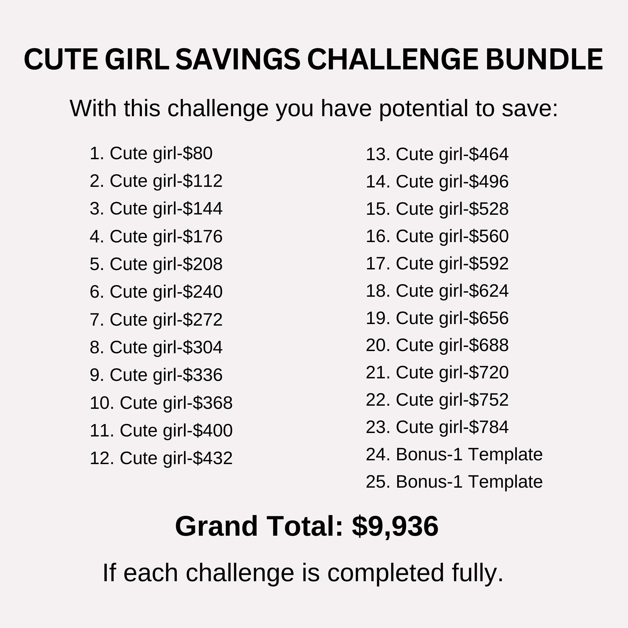 Cute Girl Savings Challenge Printable Bundle, A6 Mini Cute Girl Saving ...
