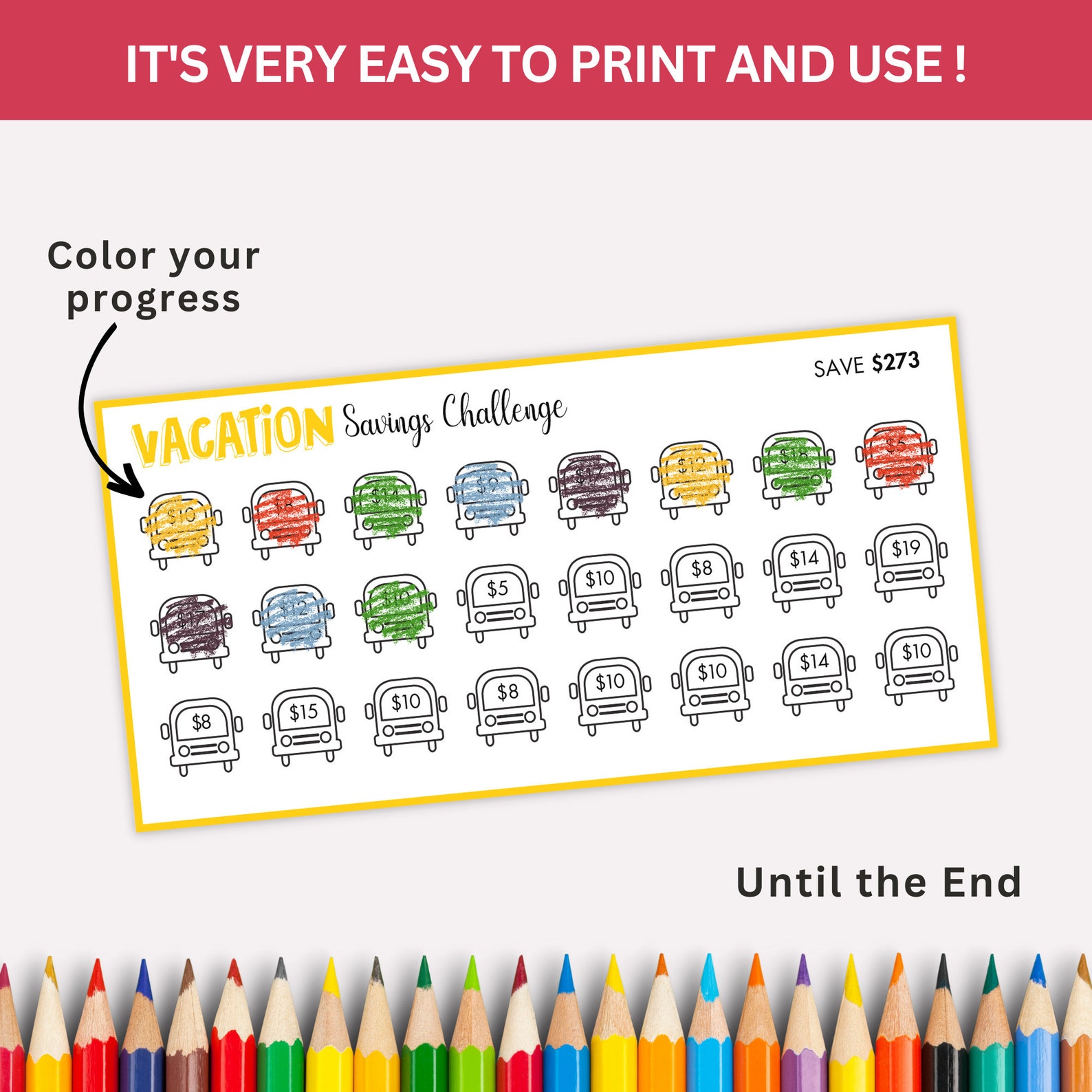 Vacation Savings Challenge Printable, Vacation Savings Tracker Family ...