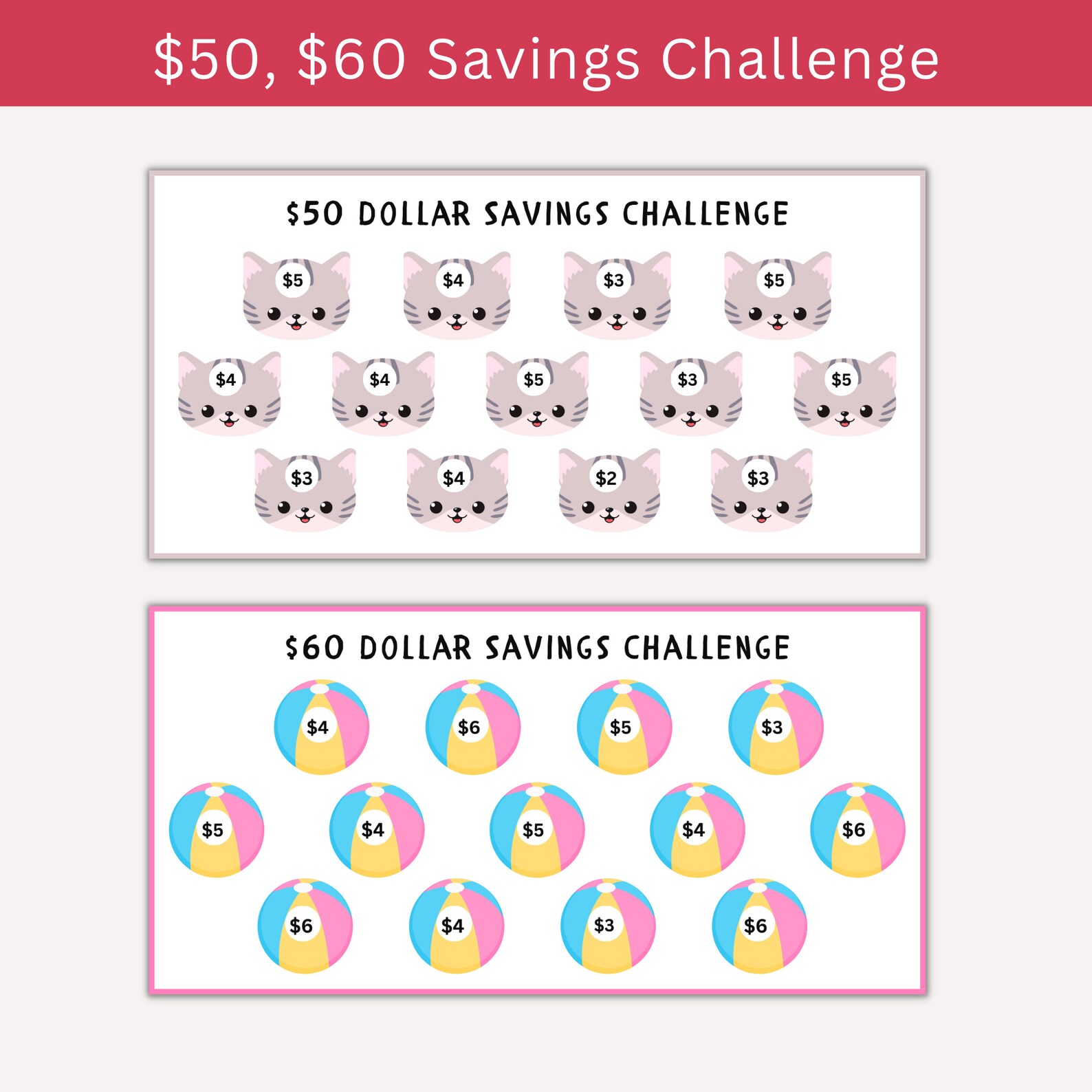 Buy Kids Savings Challenge Printable Tracker, A6 Kids Mini Saving ...