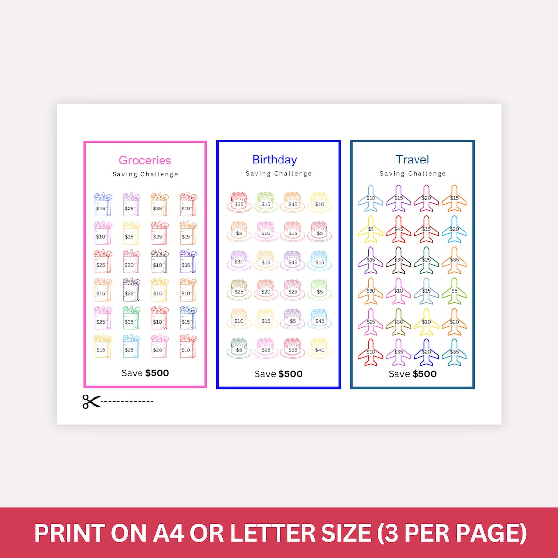 Savings Challenge Printable, Money Saving Tracker Bundle, Budget Binder ...