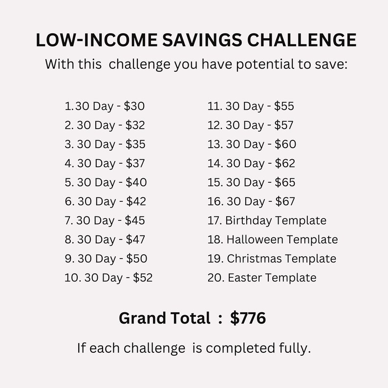 Savings Challenge Printable, Mini A6 Low Income Saving Challenge, Money ...