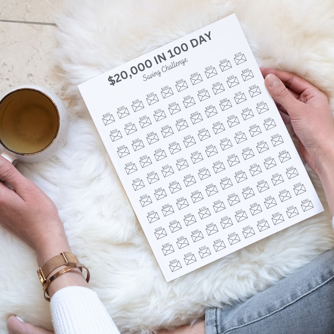 20000 Savings Challenge Printable, 20,000 Savings Challenge, 100 ...