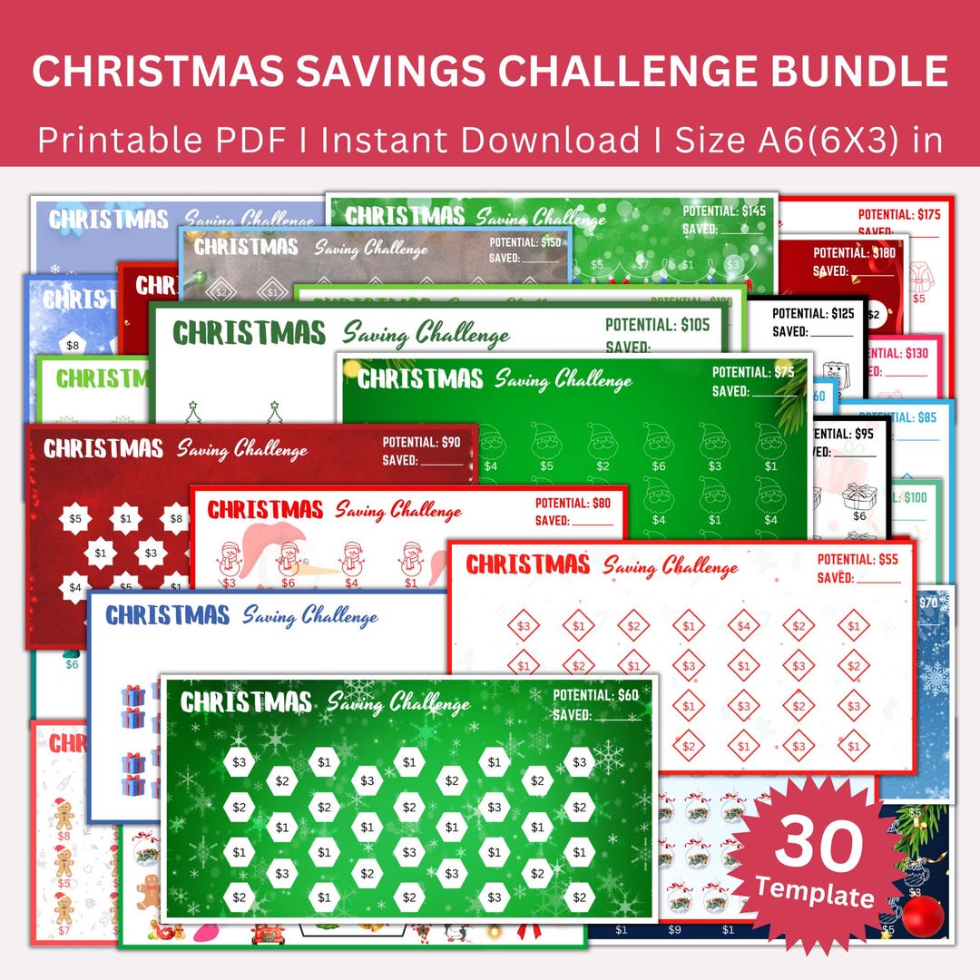 Christmas Savings Challenge Printable Bundle, Mini A6 Low Income ...