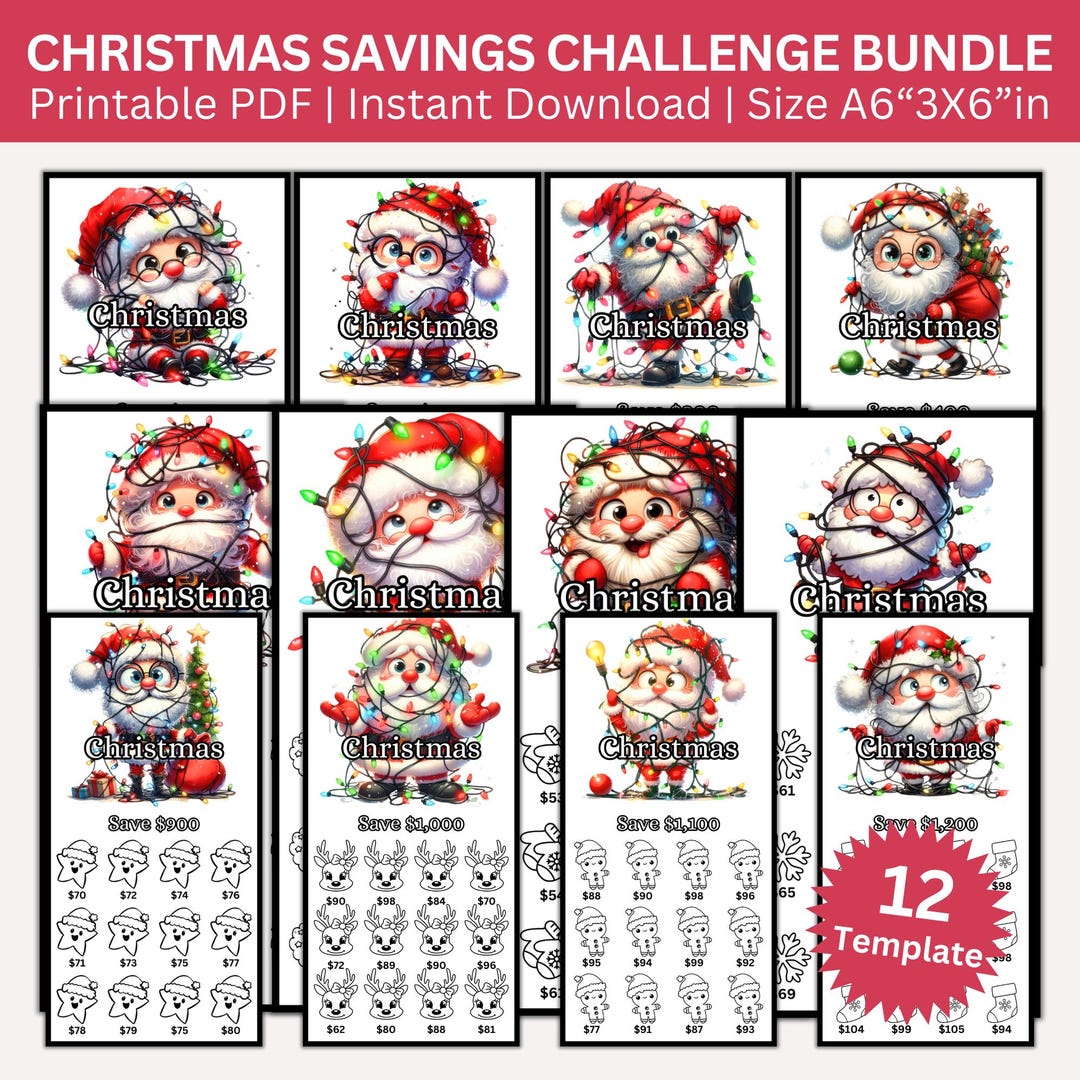 Christmas Savings Challenge Printable Bundle | Save 7,800 | Instant ...