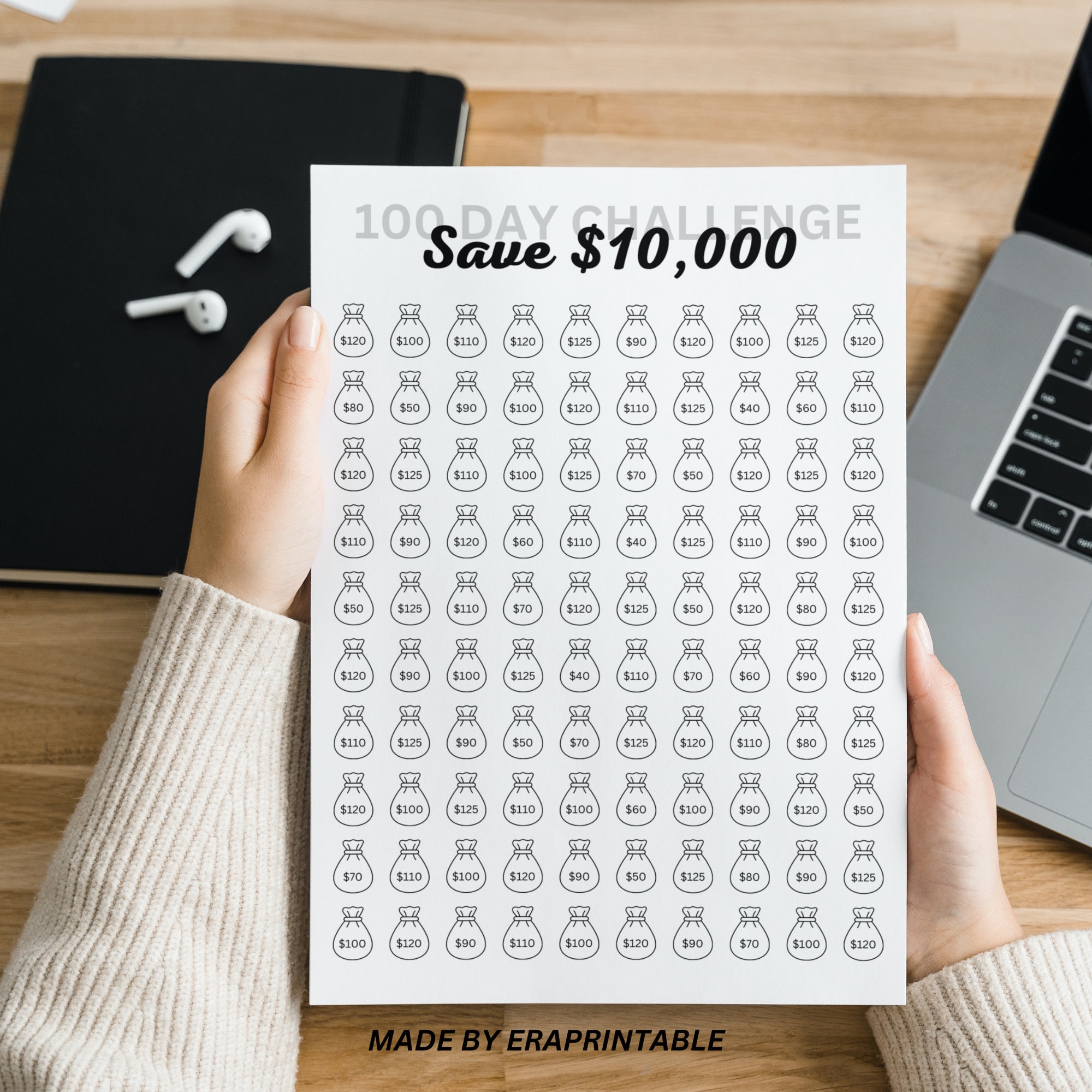 10K Savings CHALLENGE Printable, 10,000 Saving Tracker, 10K Challenge ...
