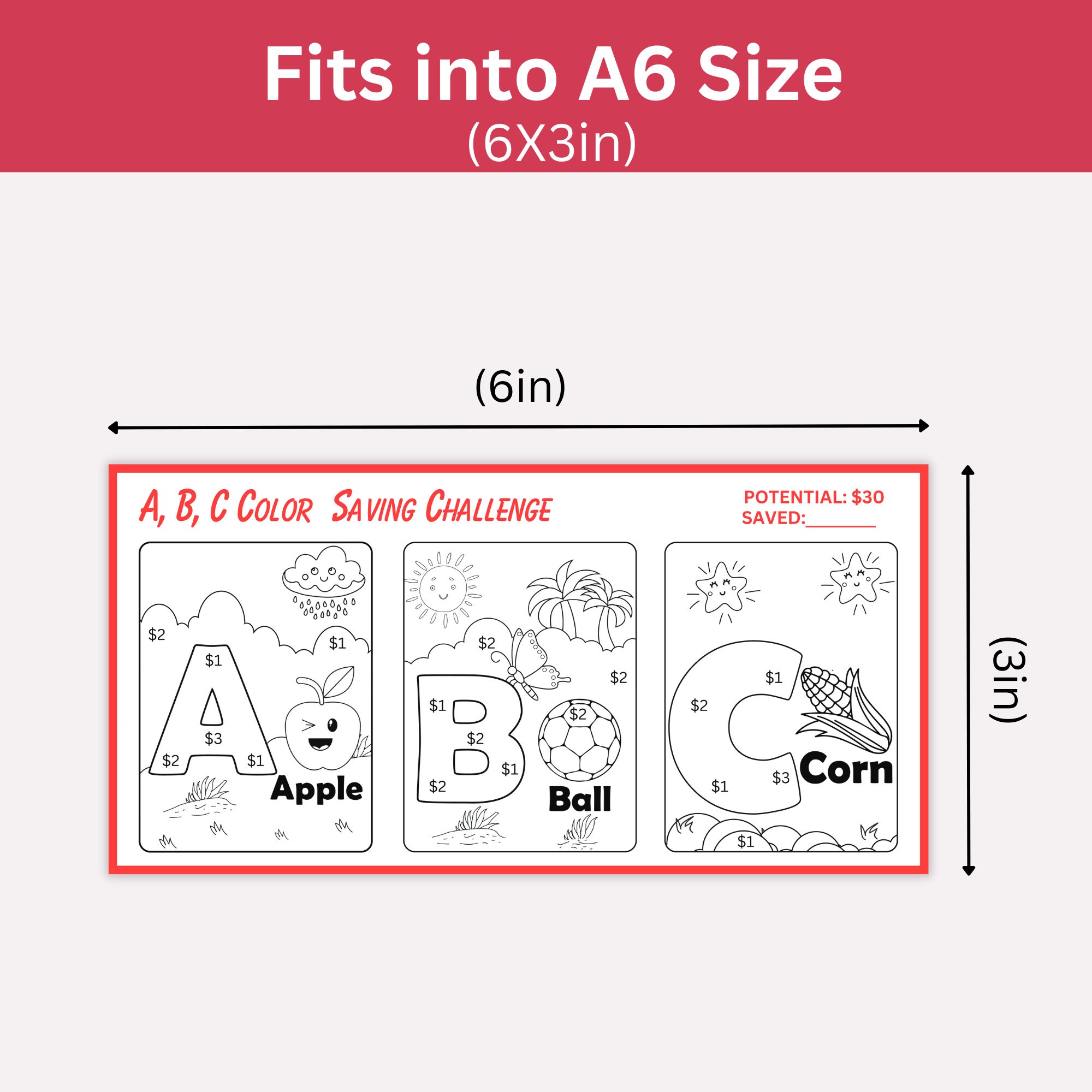 Kids Alphabet Savings Challenge Printable, Saving Challenges Bundle, A6 ...