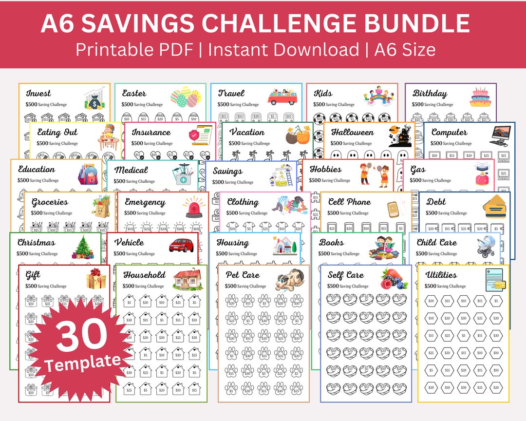 Mini Savings Challenge Printable Binder, Money Savings Challenge Bundle ...