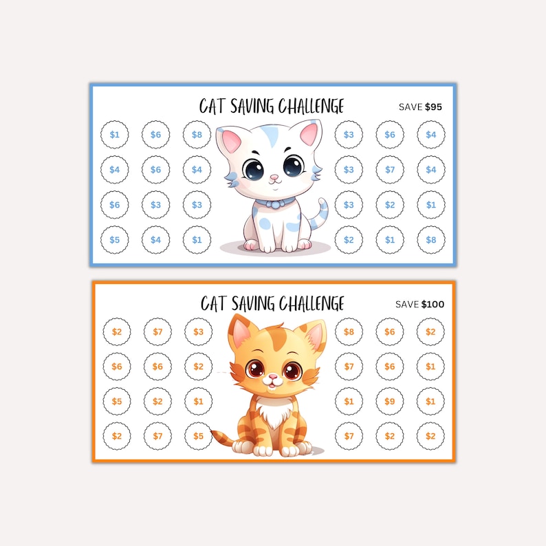 Cats Saving Challenge Printable, Mini Cat A6 Size Saving Challenge, Pow ...
