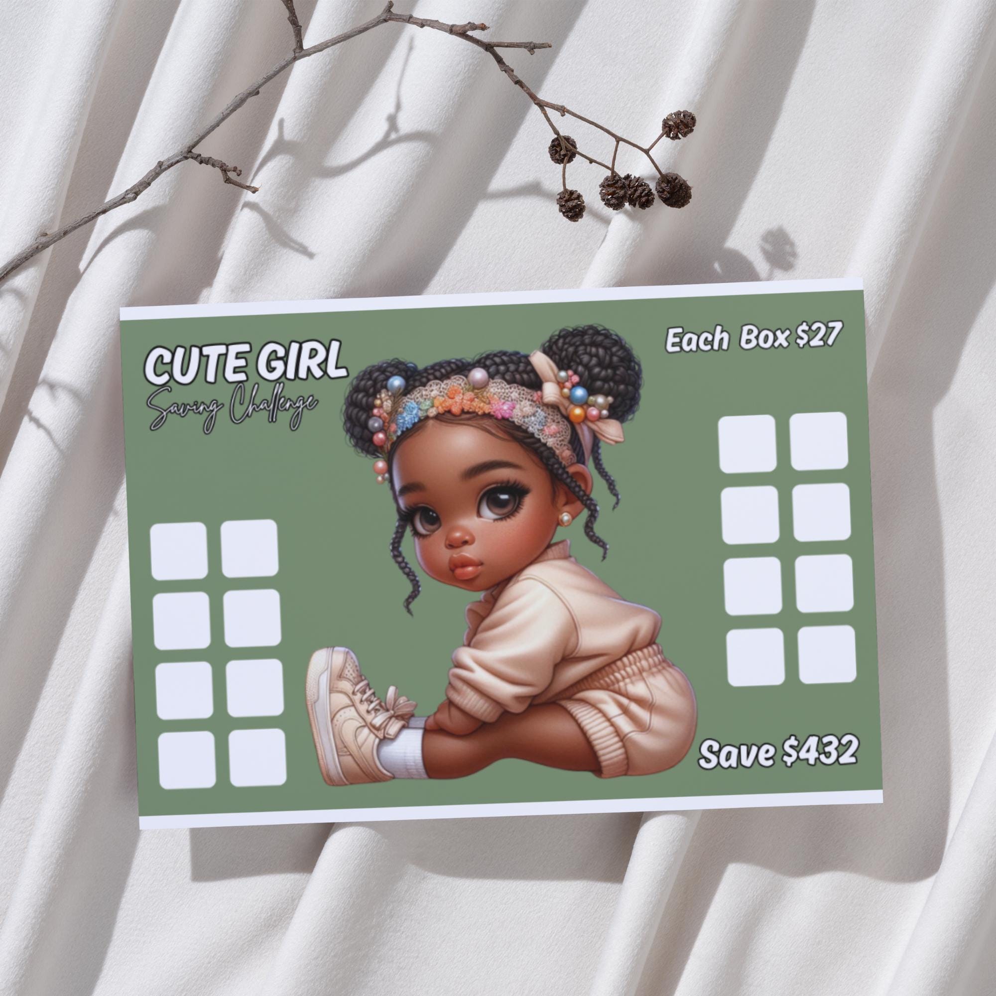 Cute Girl Savings Challenge Printable Bundle, A6 Mini Cute Girl Saving ...