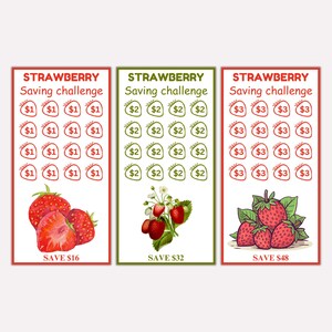 Strawberry Savings Challenge Printable Bundle, Mini A6 Low Income ...