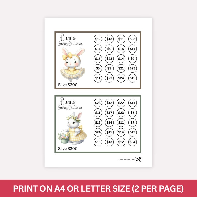 Bunny Savings Challenge Printable, Mini Rabbit Saving Challenge, A6 ...