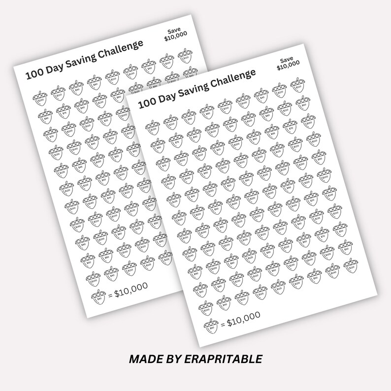 10,000 Savings Challenge, 10K Challenge, Savings Goal Printable, 10,000 ...