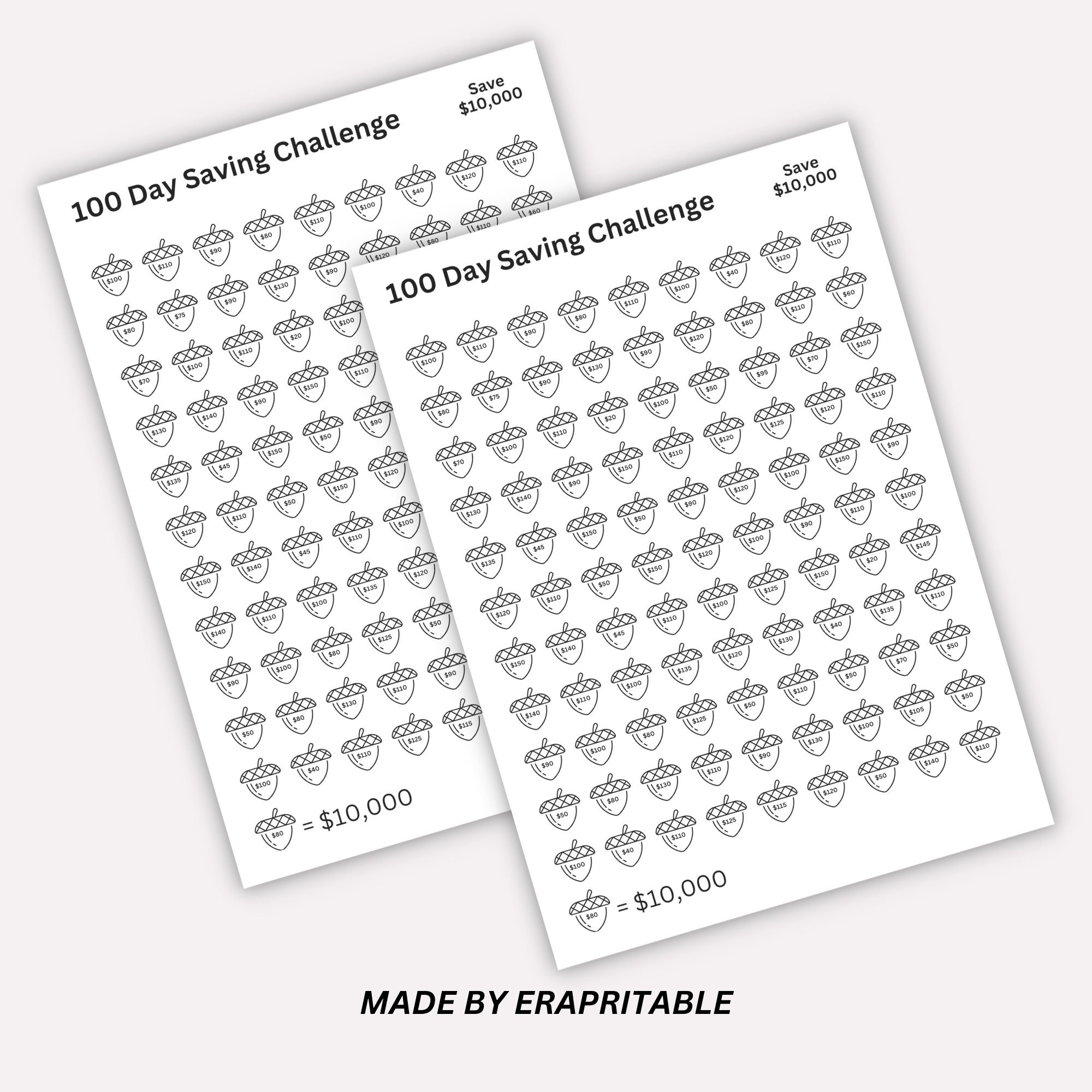 10,000 Savings Challenge, 10K Challenge, Savings Goal Printable, 10,000 ...