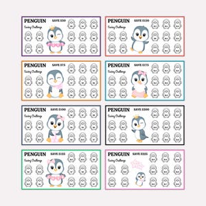 Penguins Savings Challenge Printable, Mini A6 Penguin Saving Challenges ...