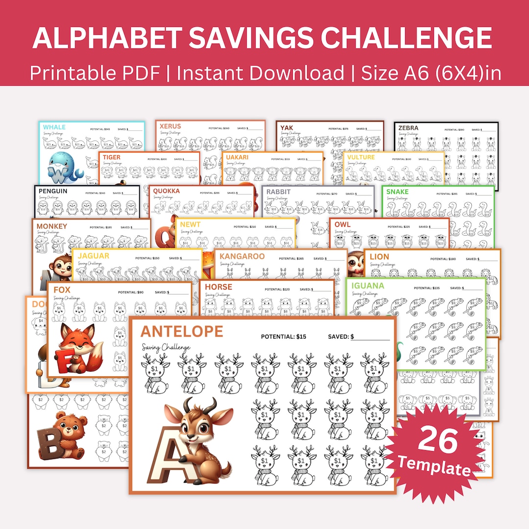 Alphabet Savings Challenge Printable, Alphabet Saving Challenge Bundle ...