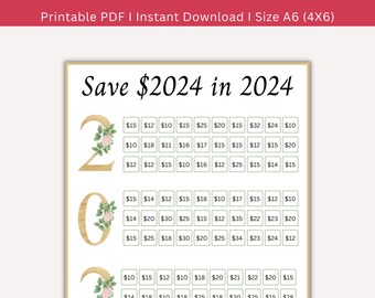 2024 Saving Challenge Printable, Save 2024 in 2024, 2024 Money Saving ...