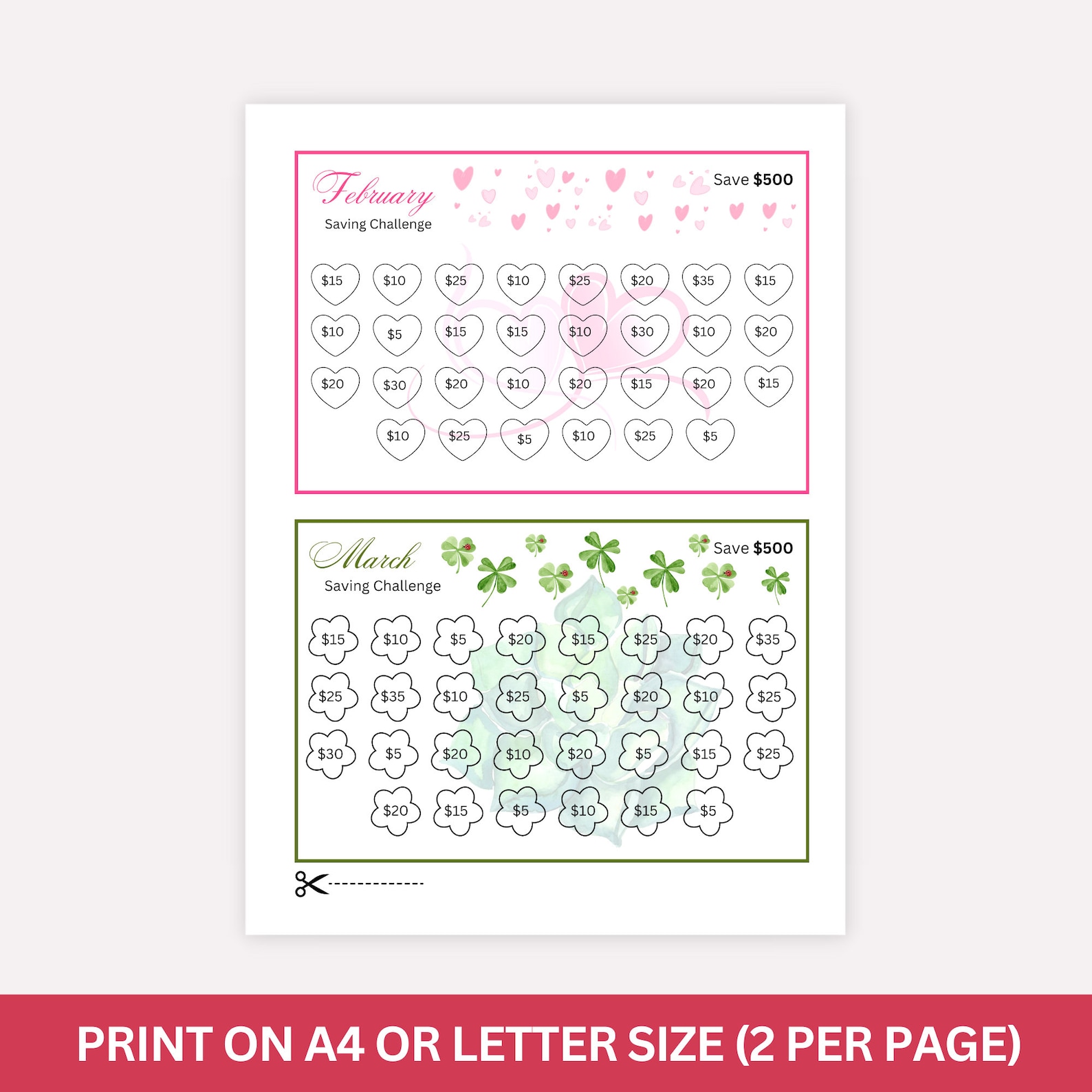 Monthly Savings Challenge Bundle A6 Printable PDF, 12 Month Money ...