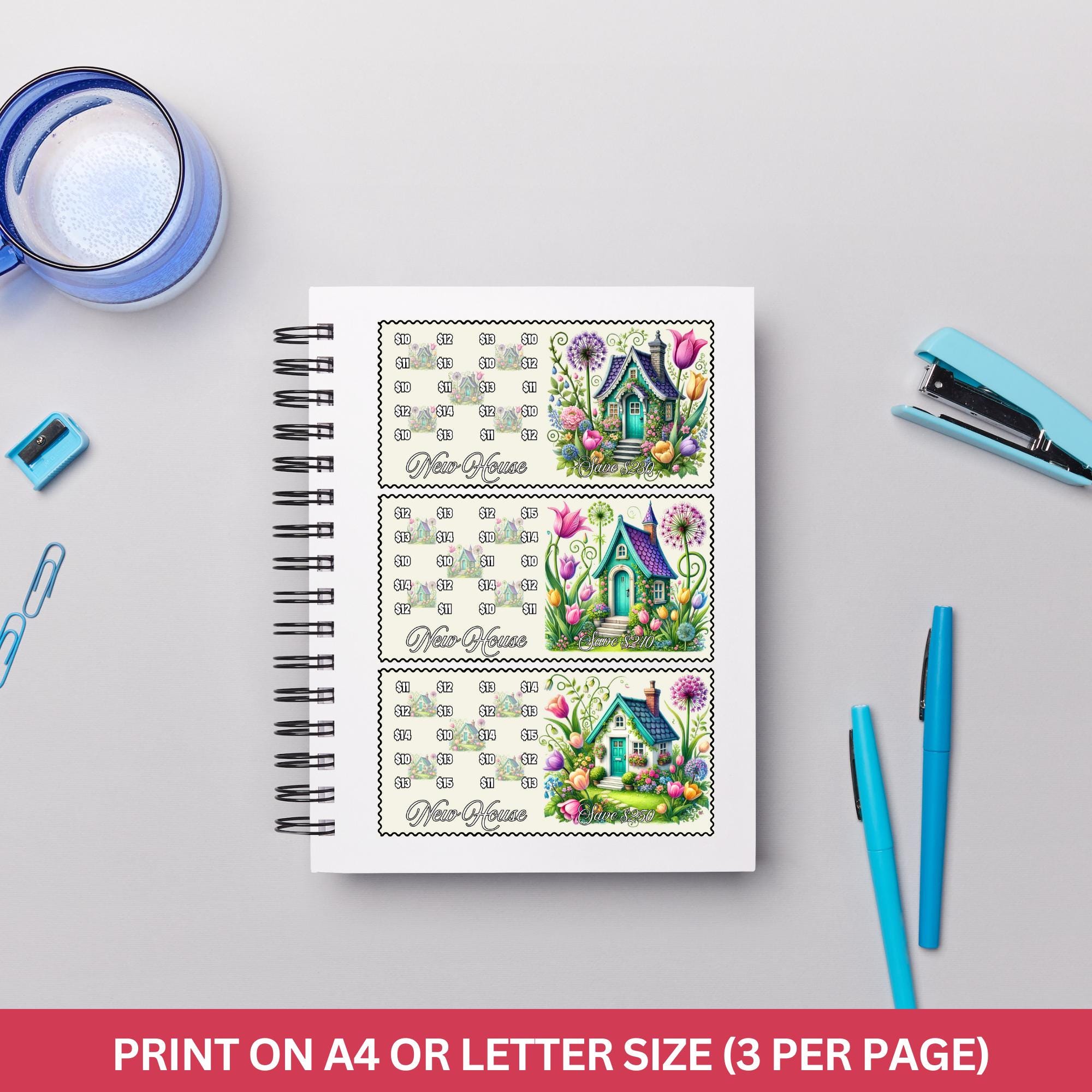 New Dream House Savings Challenge Printable Bundle, Mini House Budget ...