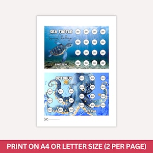 Sea Creature Savings Challenge Printable Bundle, Mini A6 Ocean Themed ...