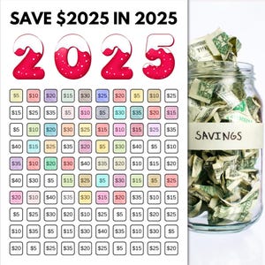 2025 Savings Challenge Printable, Save 2025 in 2025, 2025 Saving ...