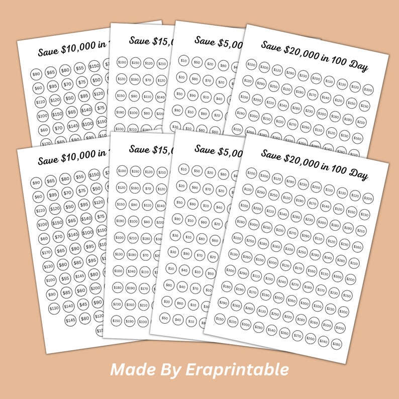 100 Envelope Saving Challenge Box Printable Template Money - Etsy