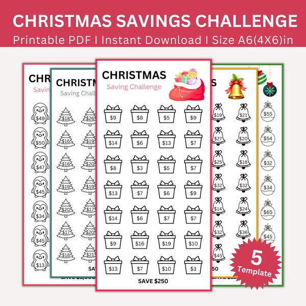Christmas Savings Challenge Printable - Etsy