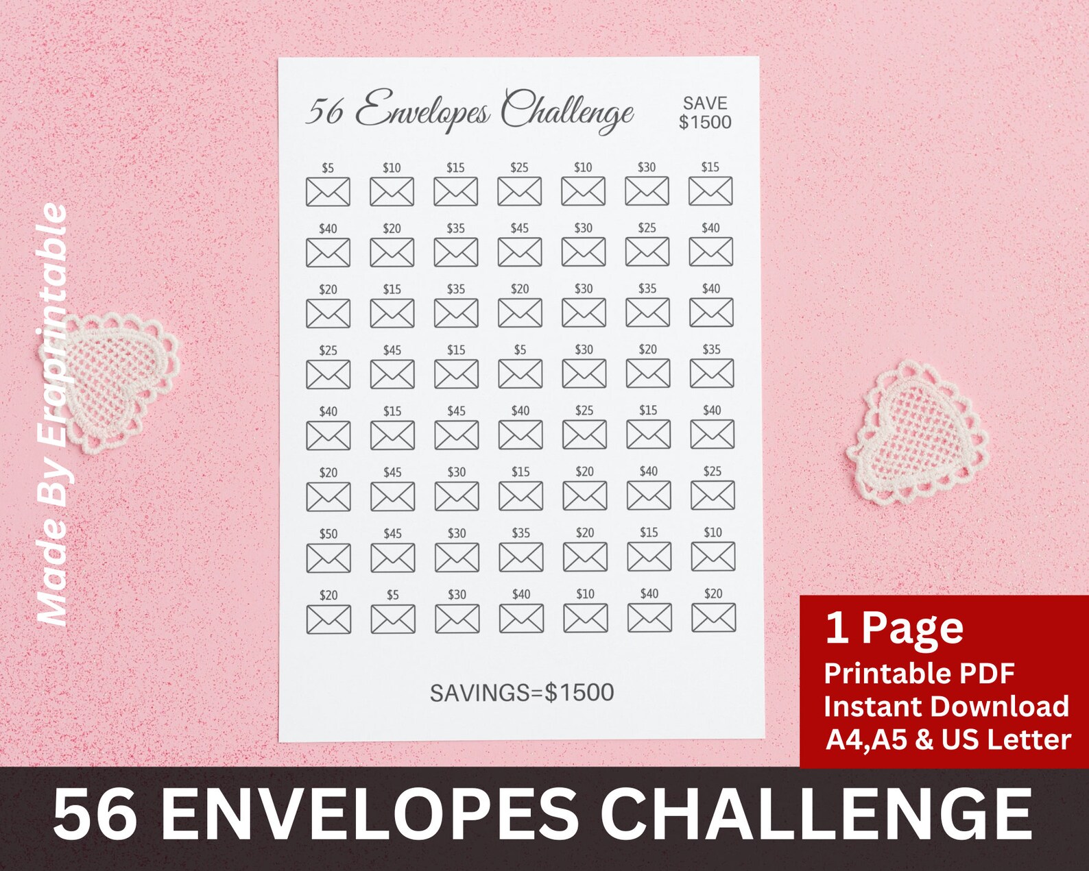 Buy Envelope Saving Challenge Printable, Money Saving Challenge ...