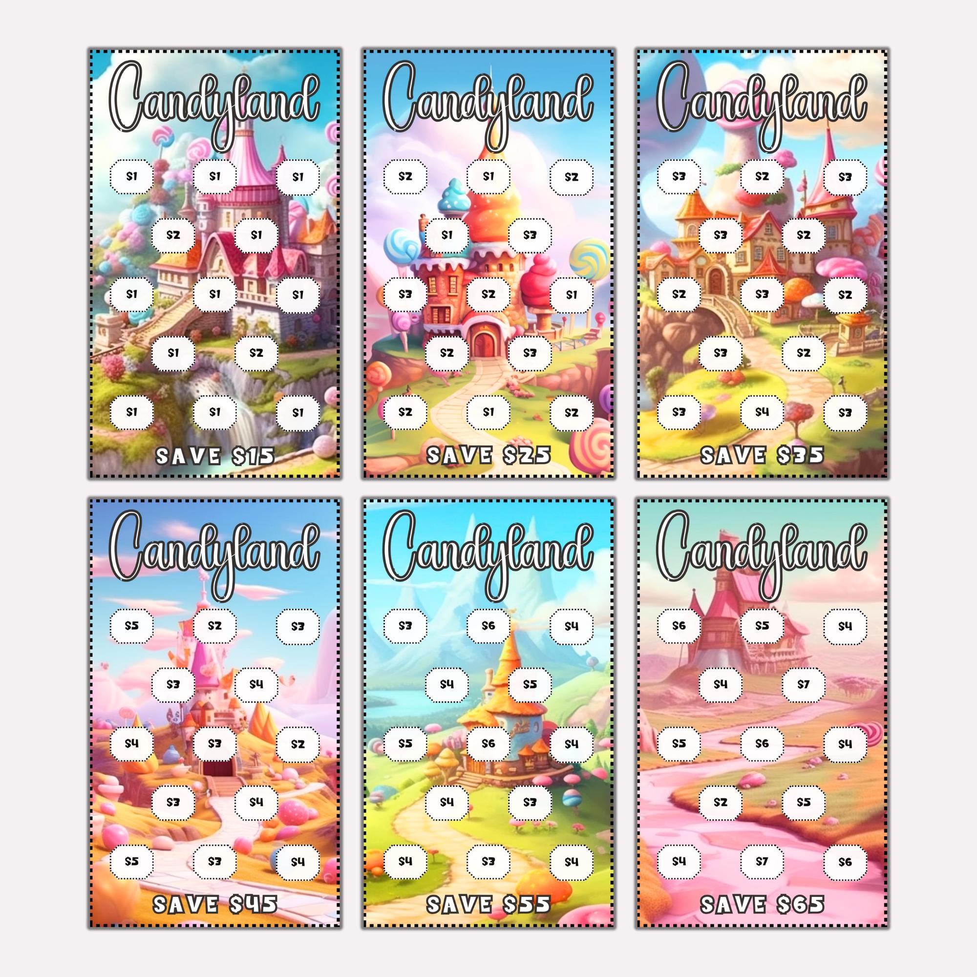 Candy Land Savings Challenge Printable Bundle, A6 Low Income Candy ...