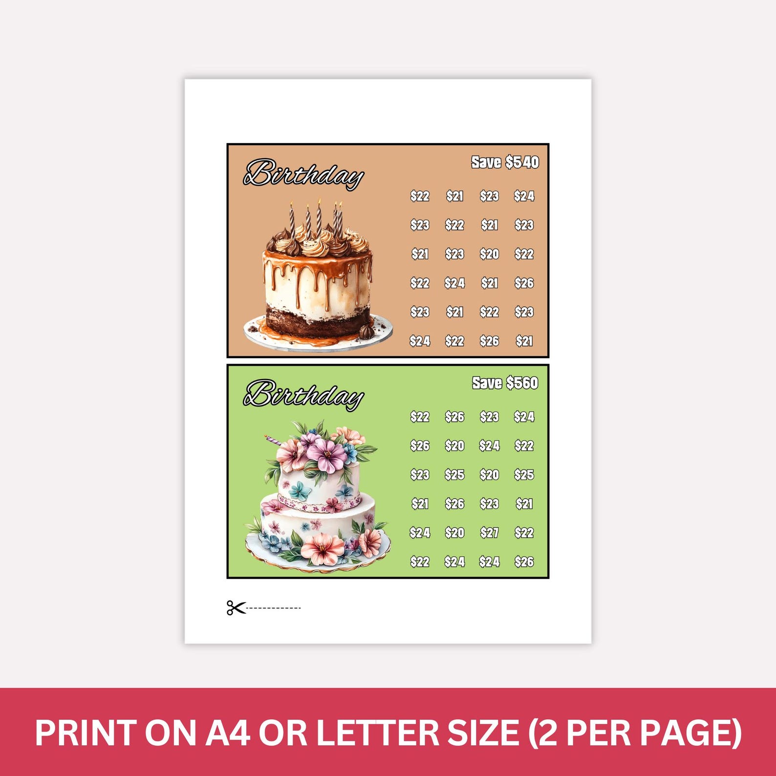 Happy Birthday Savings Challenge Printable Bundle, Birthday Party ...