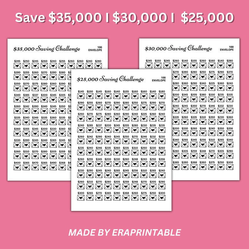 Envelope Saving Challenge Bundle Printable Money Saving - Etsy