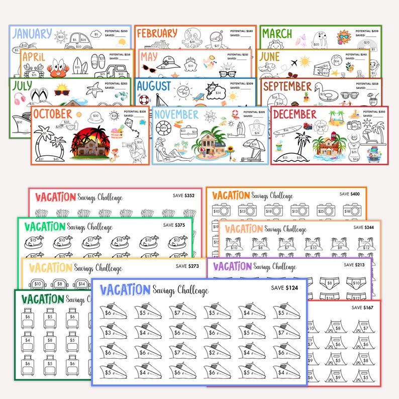Ultimate Vacation Savings Challenge Printable Bundle, Mega Family ...