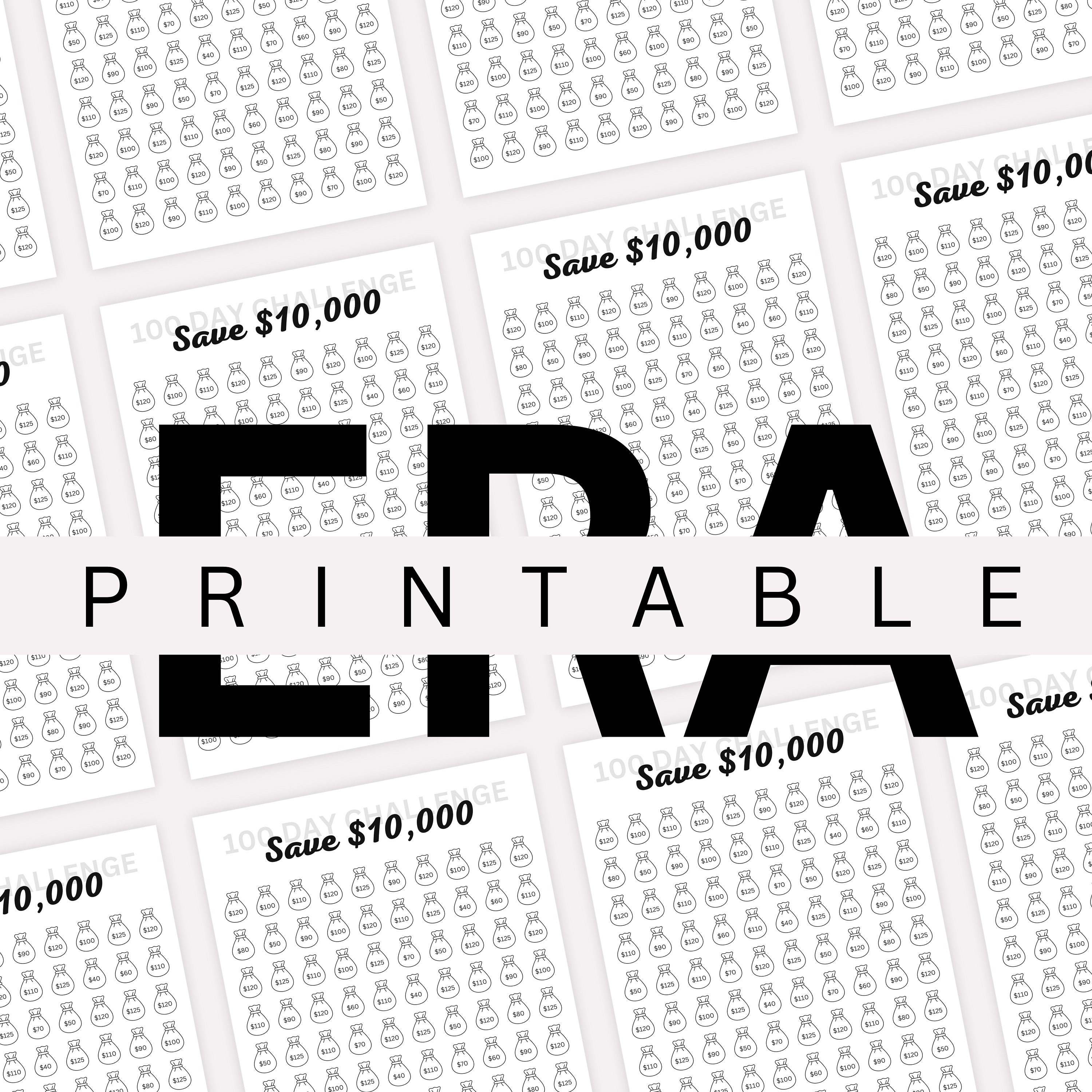 10K Savings CHALLENGE Printable, 10,000 Saving Tracker, 10K Challenge ...