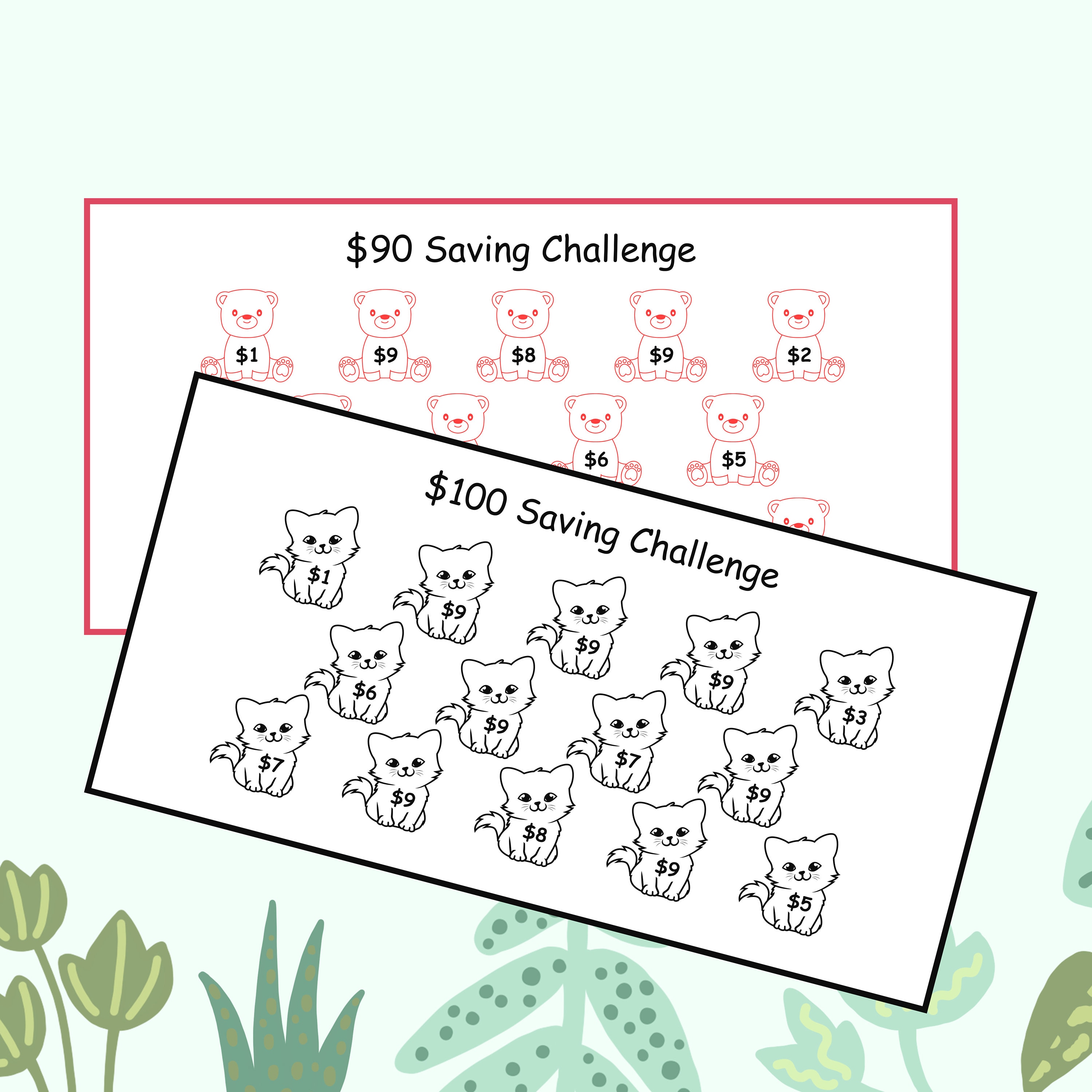 Kids Savings Challenge Printable Tracker A6 Kids Mini Saving - Etsy