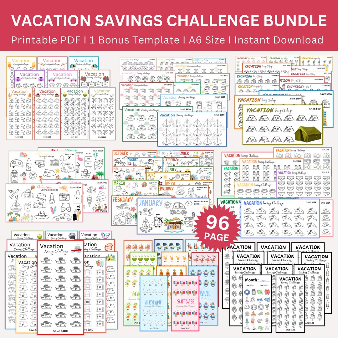 Ultimate Vacation Savings Challenge Printable Bundle, Mega Family ...