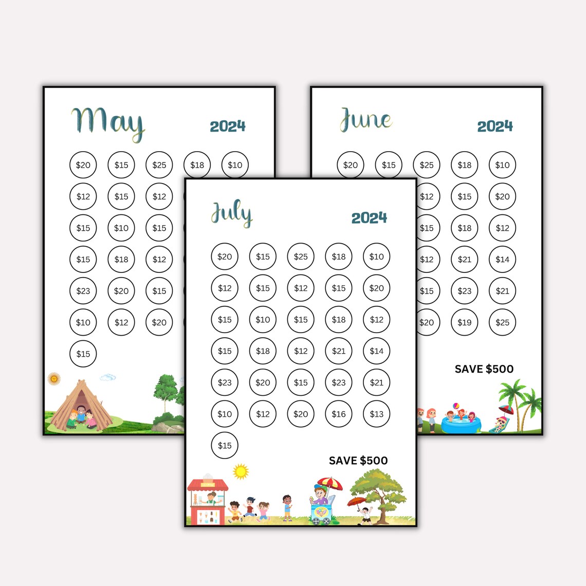 2024 Monthly Savings Challenge Printable, 12 Month Saving Tracker ...