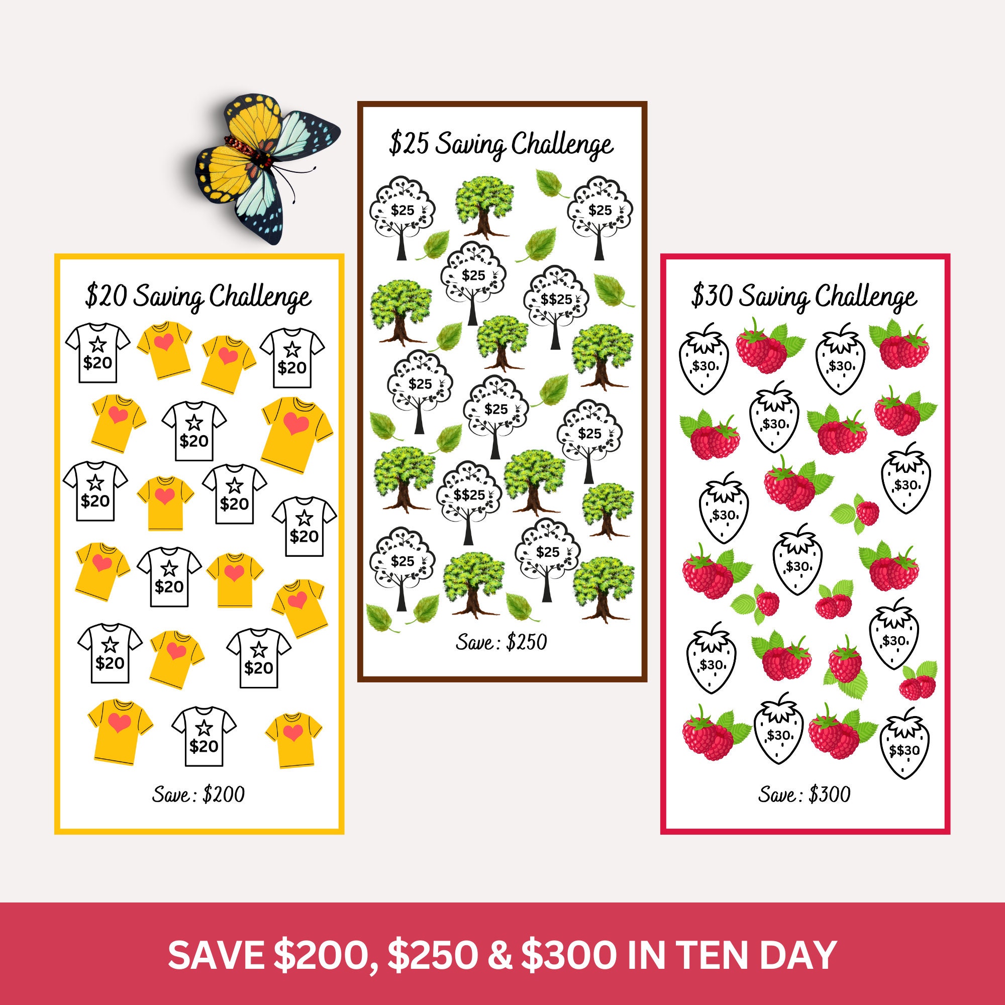 Kids Savings Challenge Printable Tracker, Mini A6 Kids Saving Challenge ...