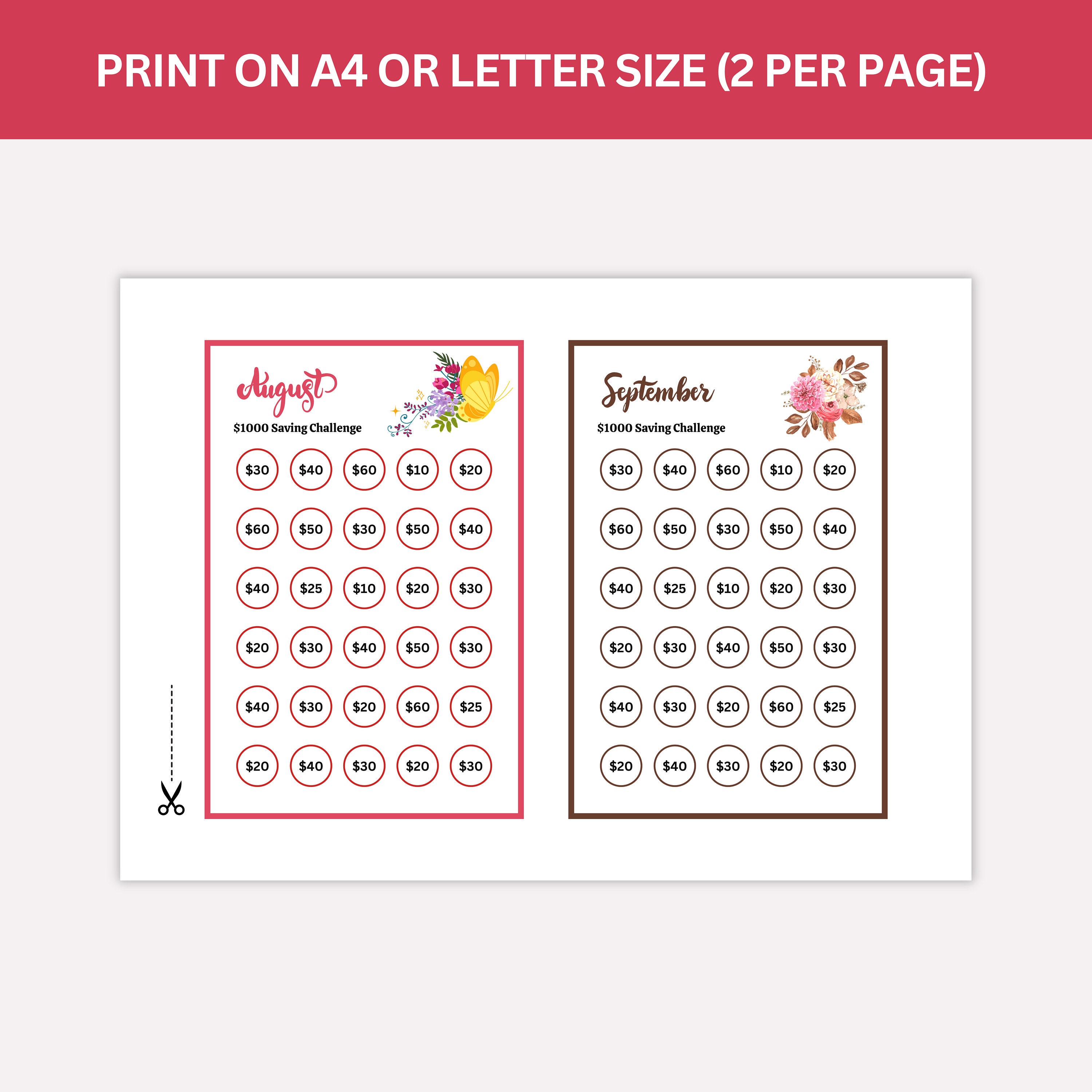 Monthly Savings Challenge Printable, 12 Month Color Saving Tracker ...