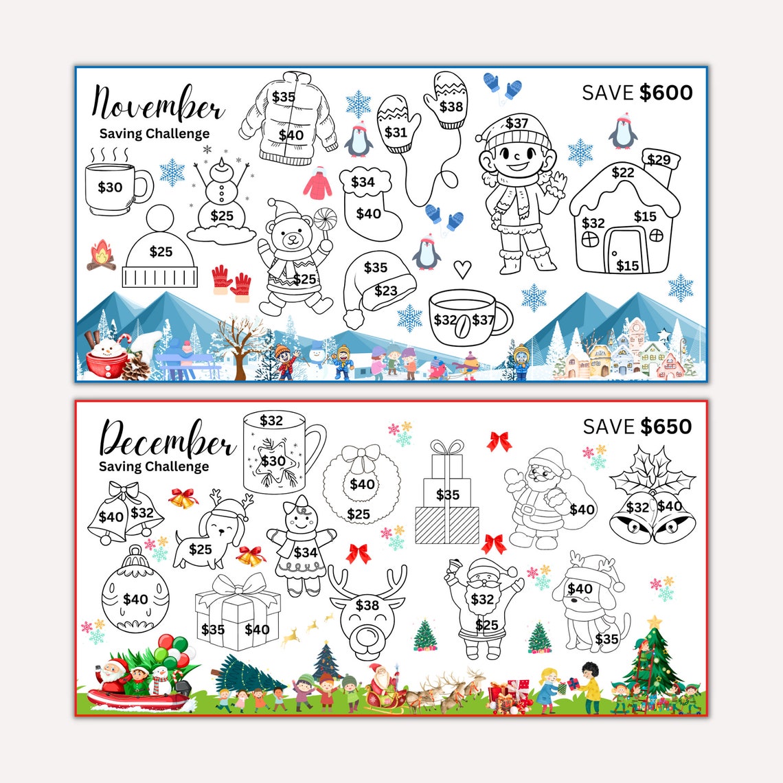 Monthly Savings Challenge, 12 Month Color Saving Tracker Printable ...