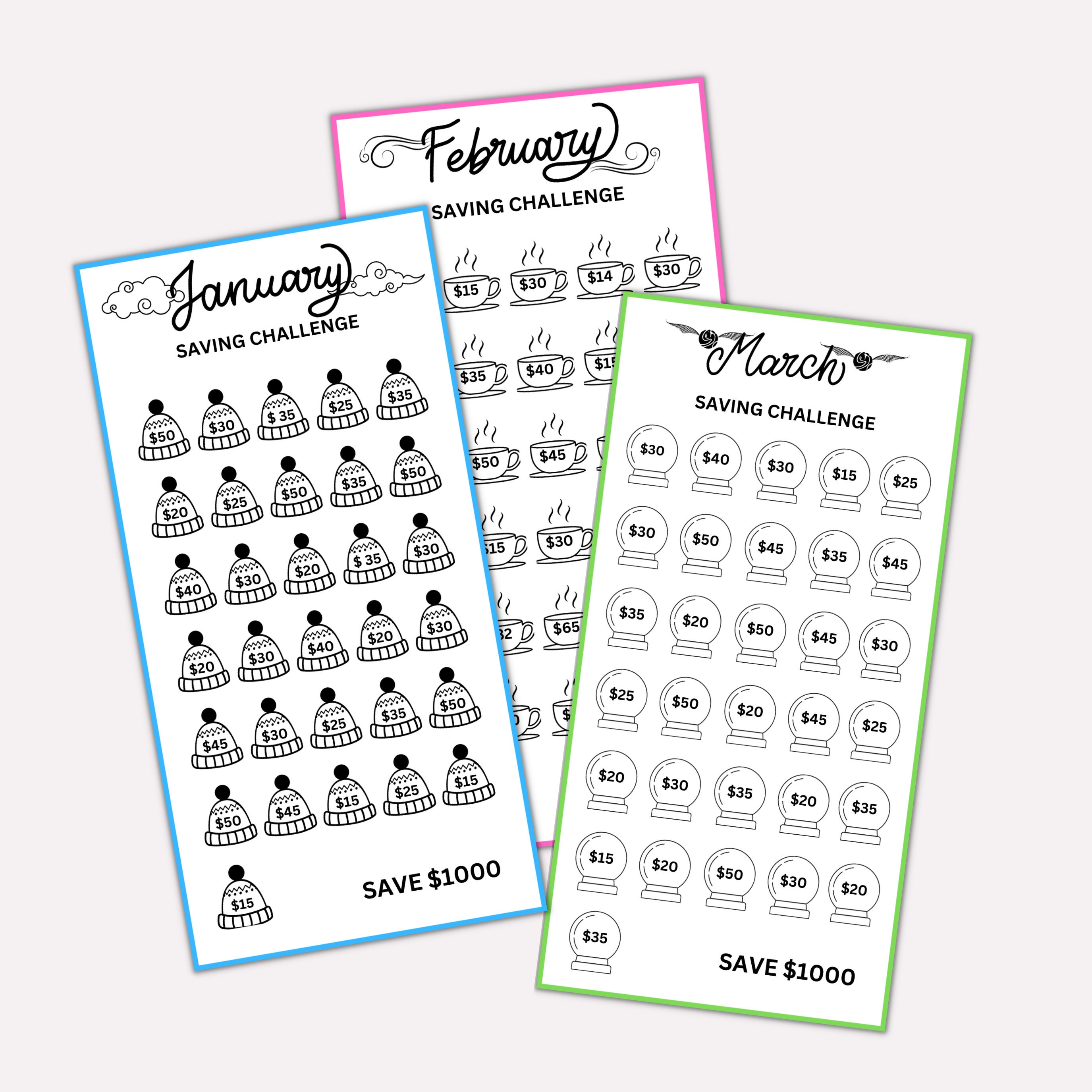 Monthly Savings Challenge Printable & Envelope Cash Tracker - Etsy