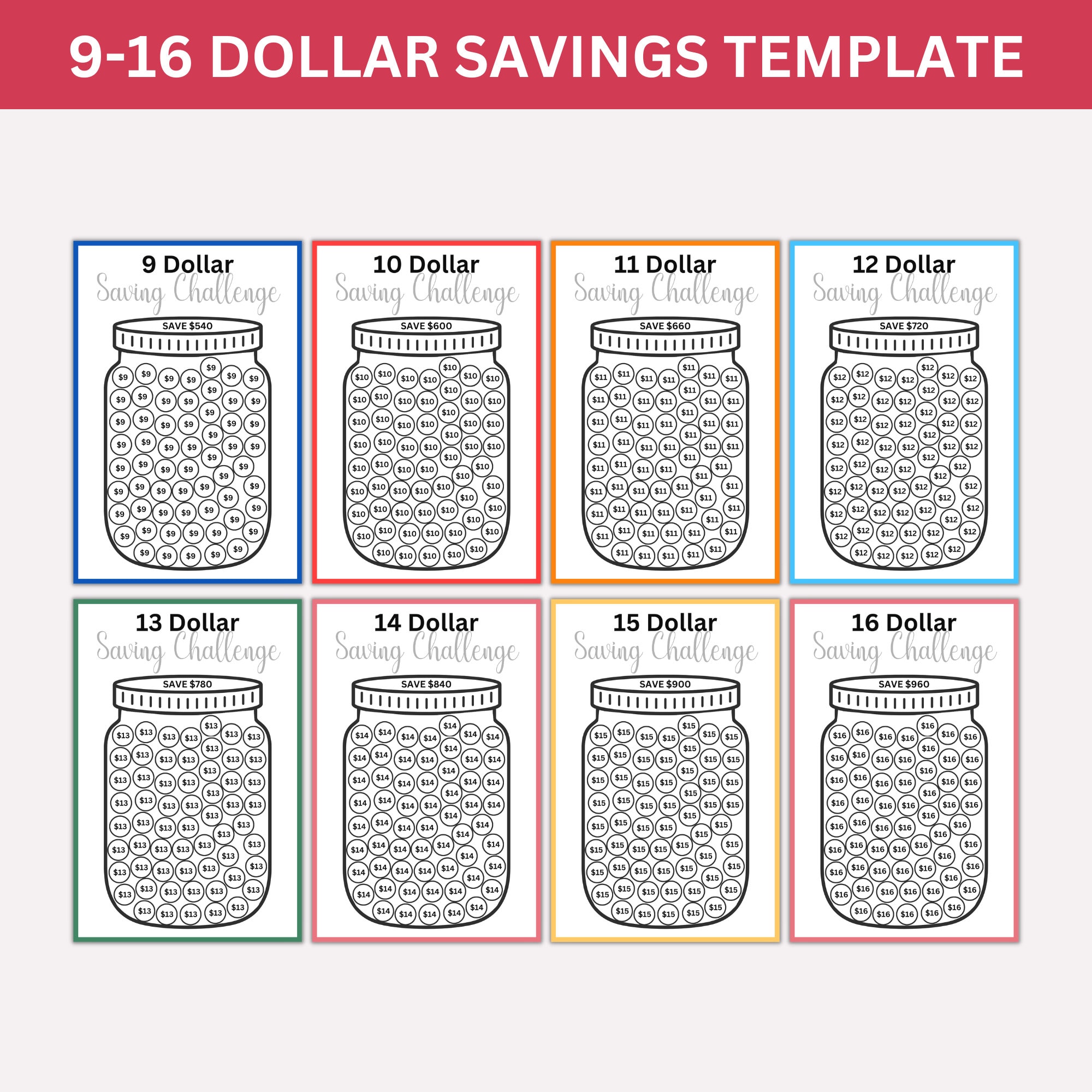 Jar Savings Challenge Printable Bundle, A6 Mini Mason Jar Saving ...
