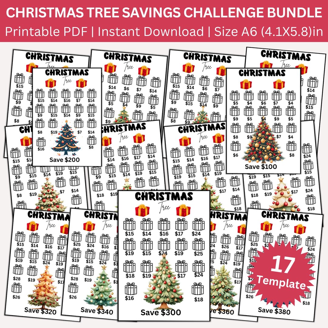 Christmas Tree Savings Challenge, A6 Printable PDF, Holiday Money ...