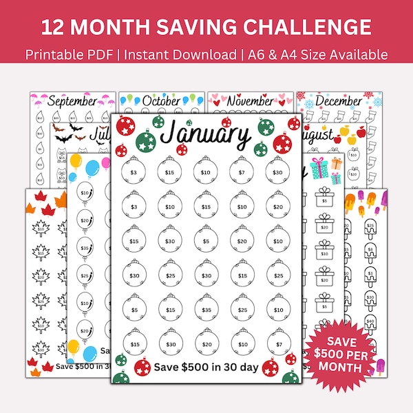 Ultimate Savings Challenge Bundle, A6 Mini Saving Challenge Printable ...