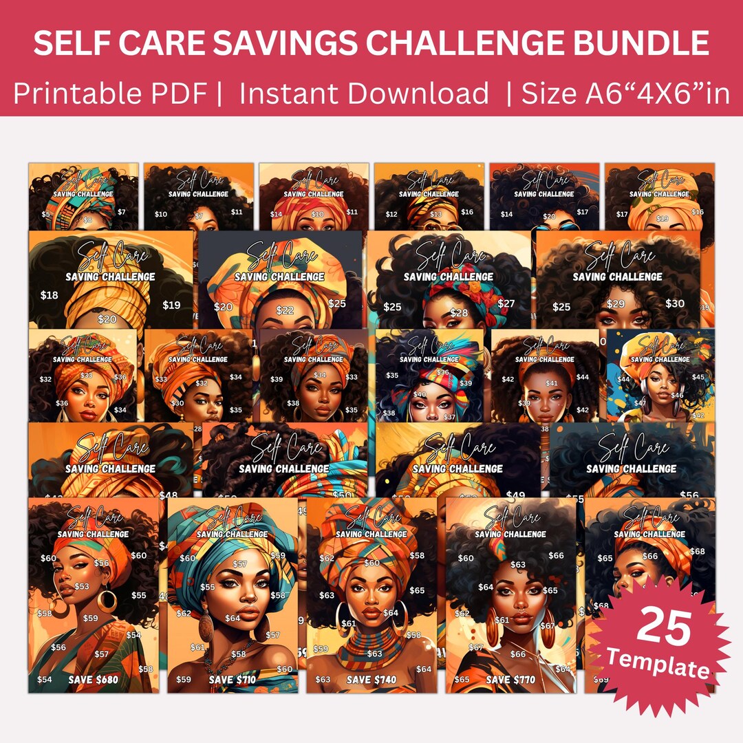 Beauty Self Care Savings Challenge Printable Bundle, Self Care Funds ...