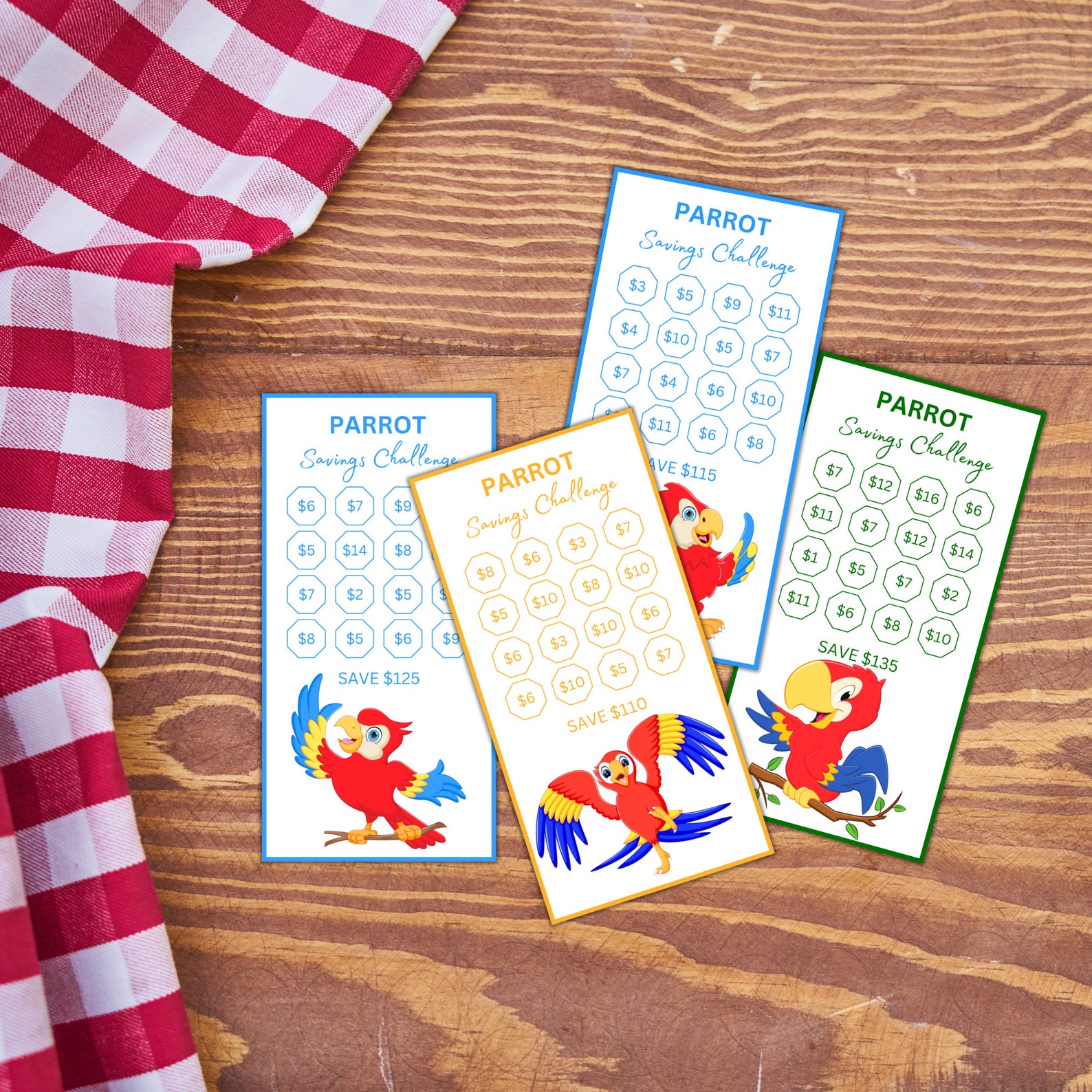 Parrots Savings Challenge Printable Bundle, Mini A6 Parrot Lovers ...