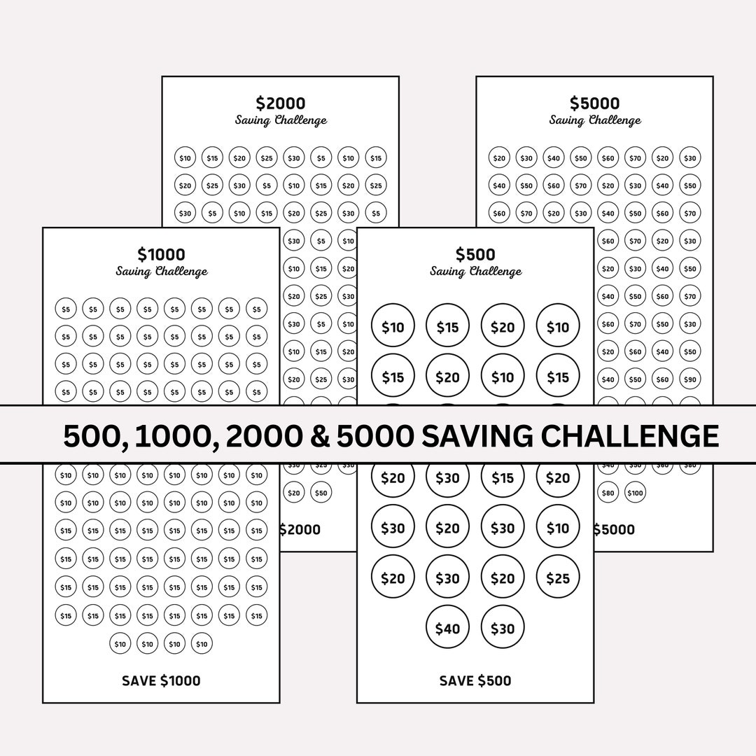 Mini Savings Challenge Printable Bundle, Money Saving Tracker, A6 Sized ...