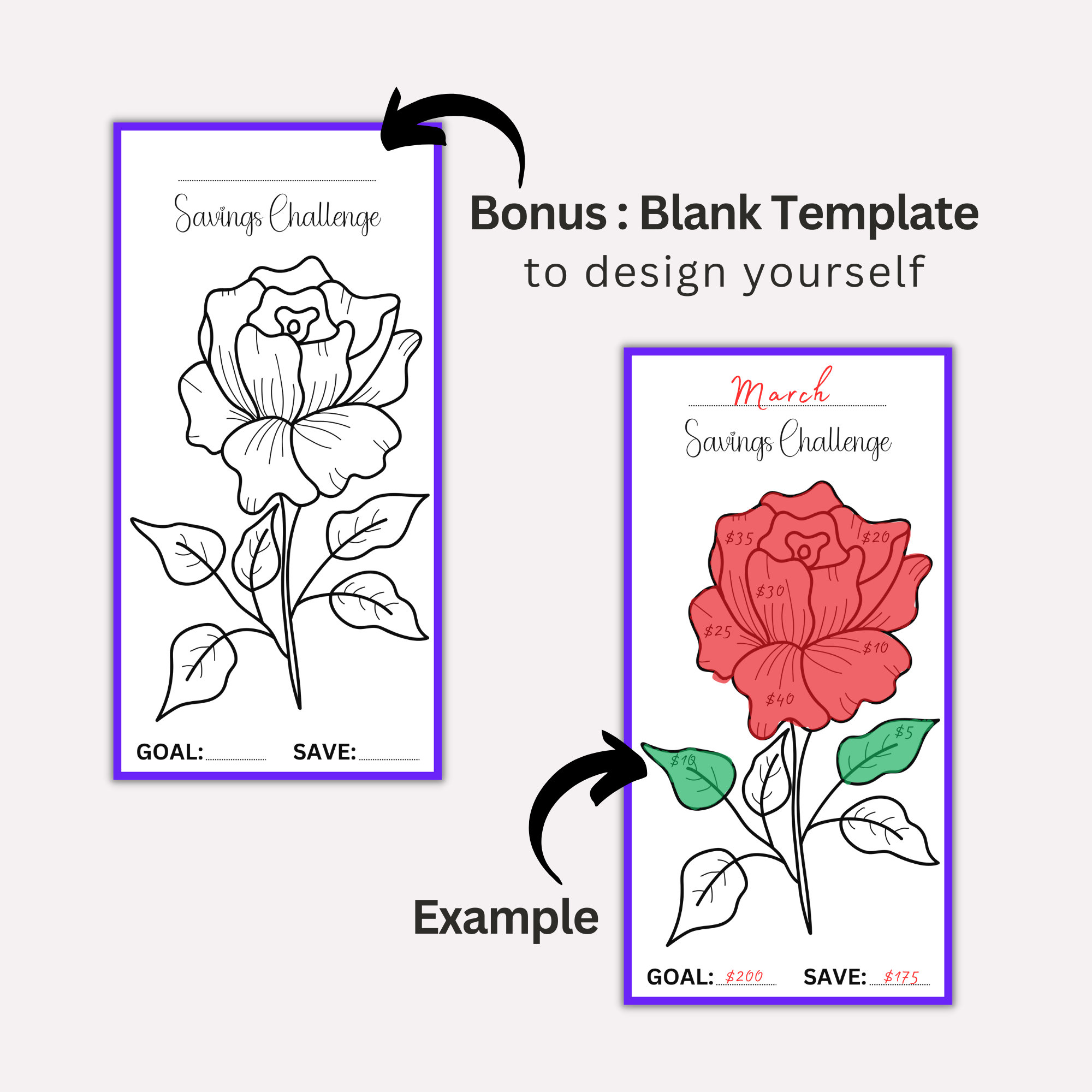 Ultimate Floral Coloring Savings Challenge Printable Bundle 40 Set, A6 ...