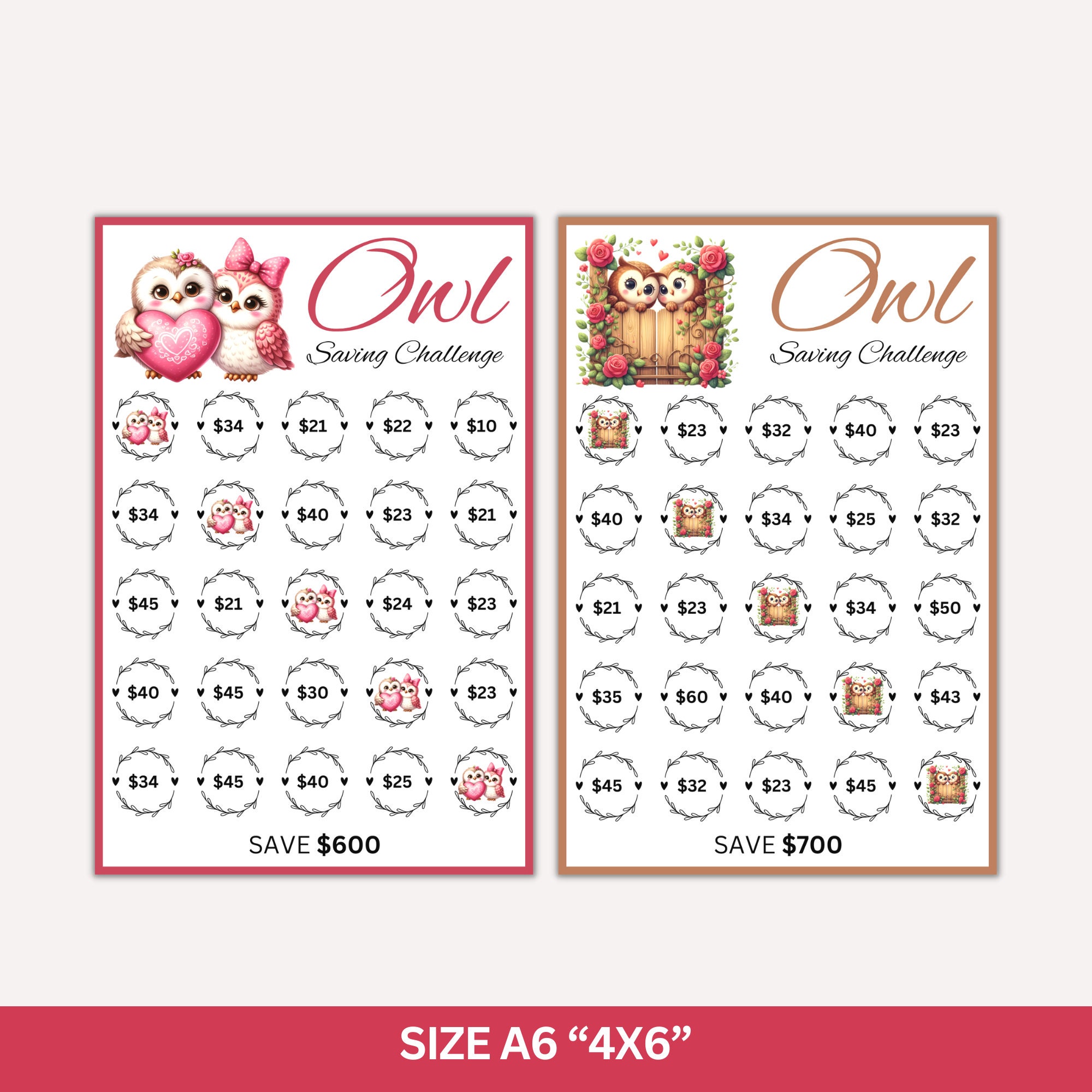 Owl Savings Challenge Printable, Owl Saving Challenge Bundle, A6 Cash ...