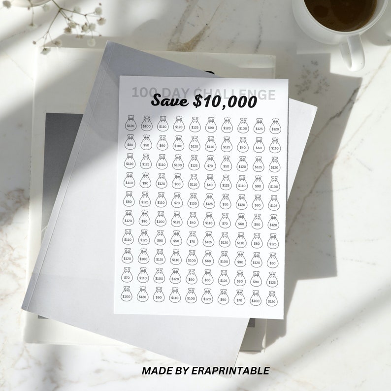 10K Savings CHALLENGE Printable, 10,000 Saving Tracker, 10K Challenge ...