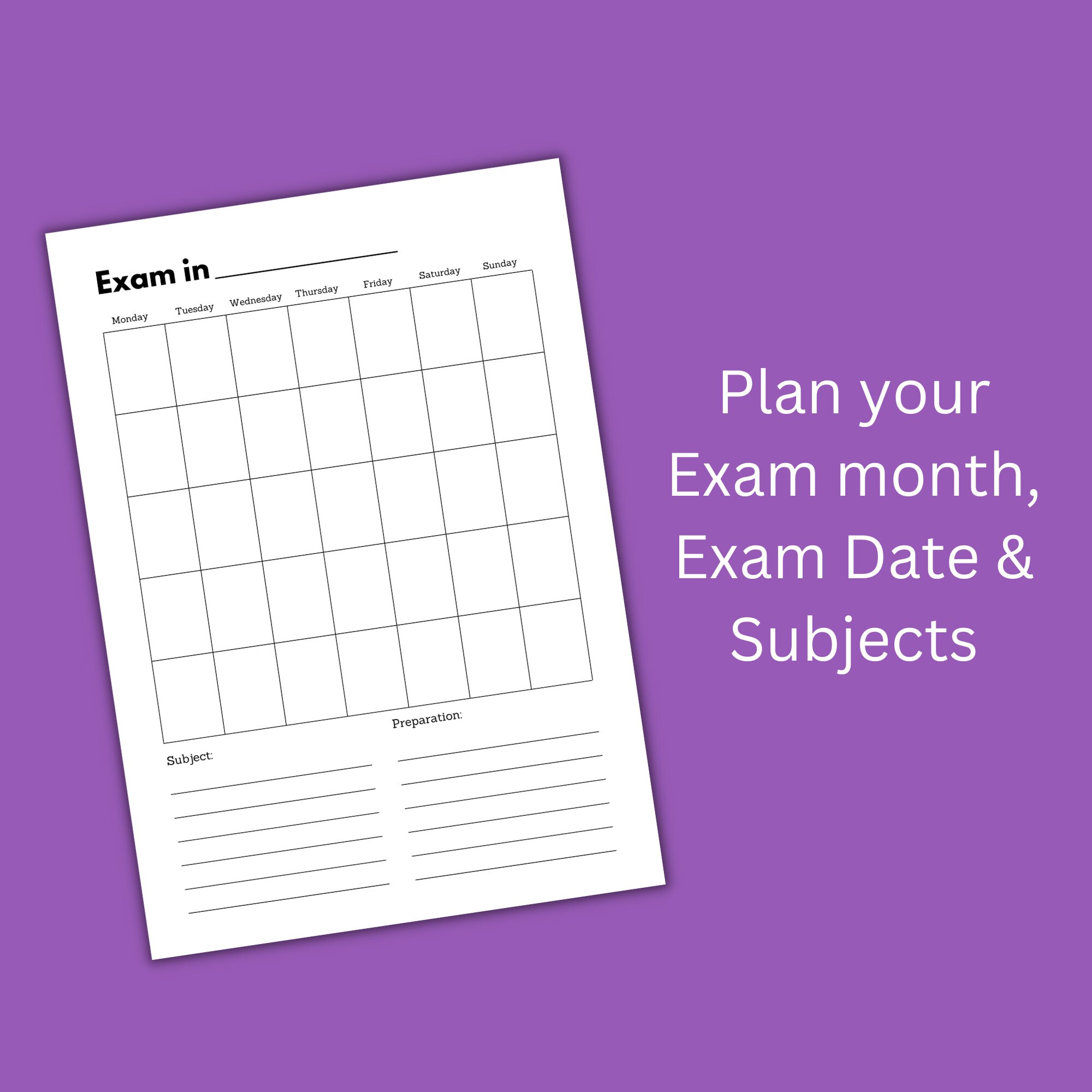 Exam Planner Printable for Students ADHD Study Planner Exam - Etsy ...