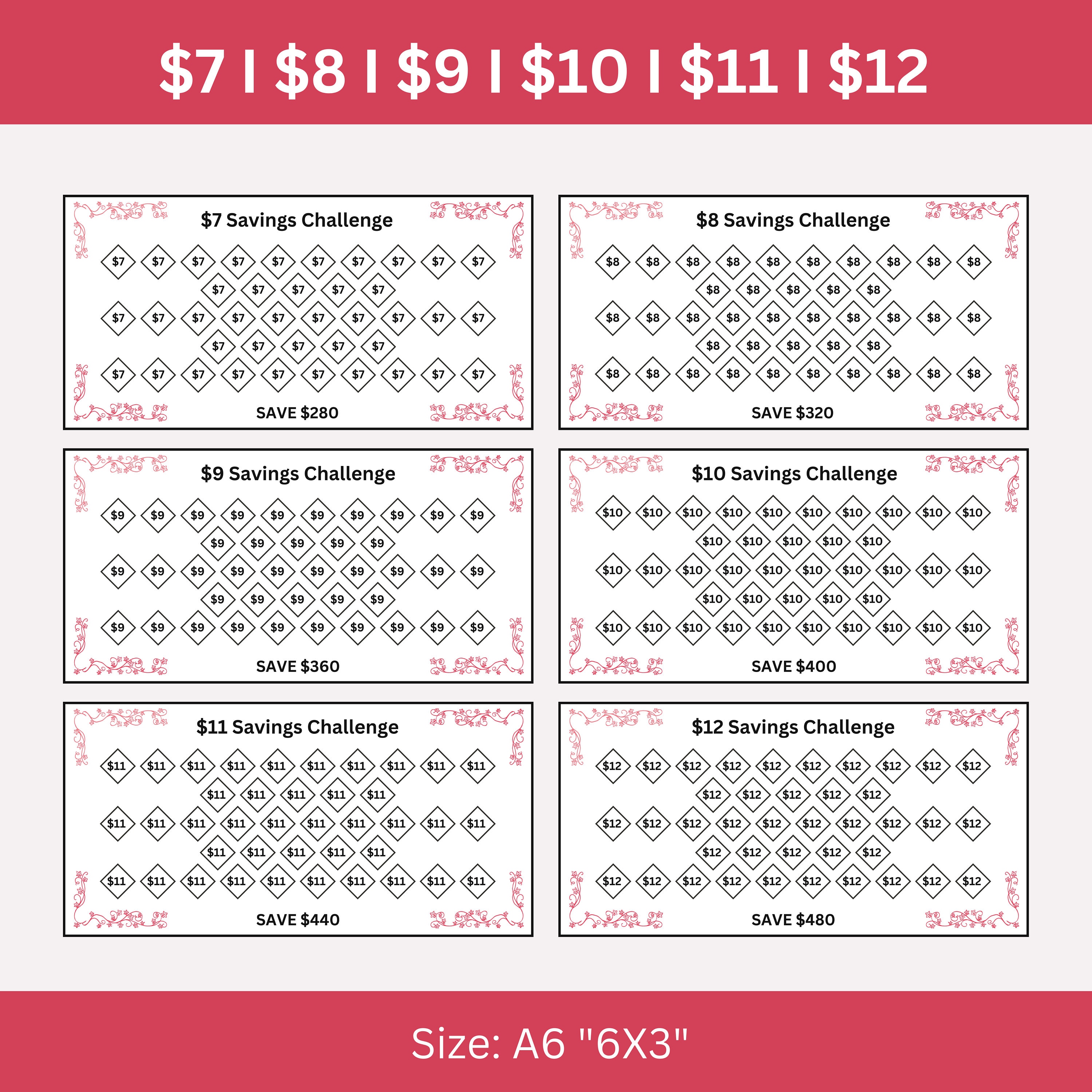 Low Income Saving Challenge Printable, Mini A6 Saving Challenge, Money ...